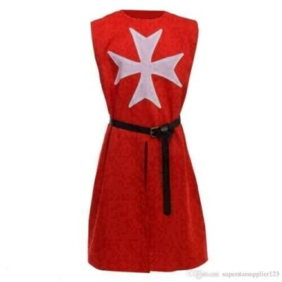HALLOWEEN Medieval Reenactment Tunic Red Color White Templer Fancy ...