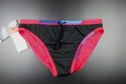 Speedo Men RED blue colorblock nylon swim Brief Swimwear size 32 34 36 ...