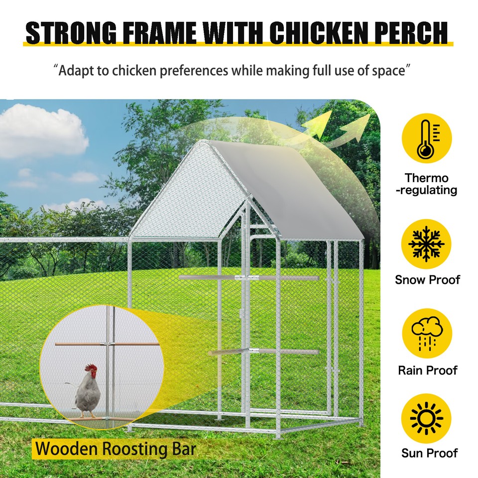 Large Metal Walk In Chicken Coop Run Cage Rabbit Hutch Hen House ...