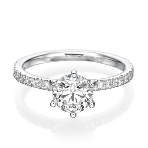 G/VS2 Round Cut Diamond Engagement Ring 1.38 CT 14K White Gold ...