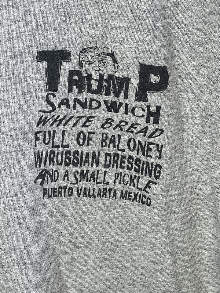 Retro Funny Trump Sandwich themed T Shirt Gray colored Size XXL Yazbek ...