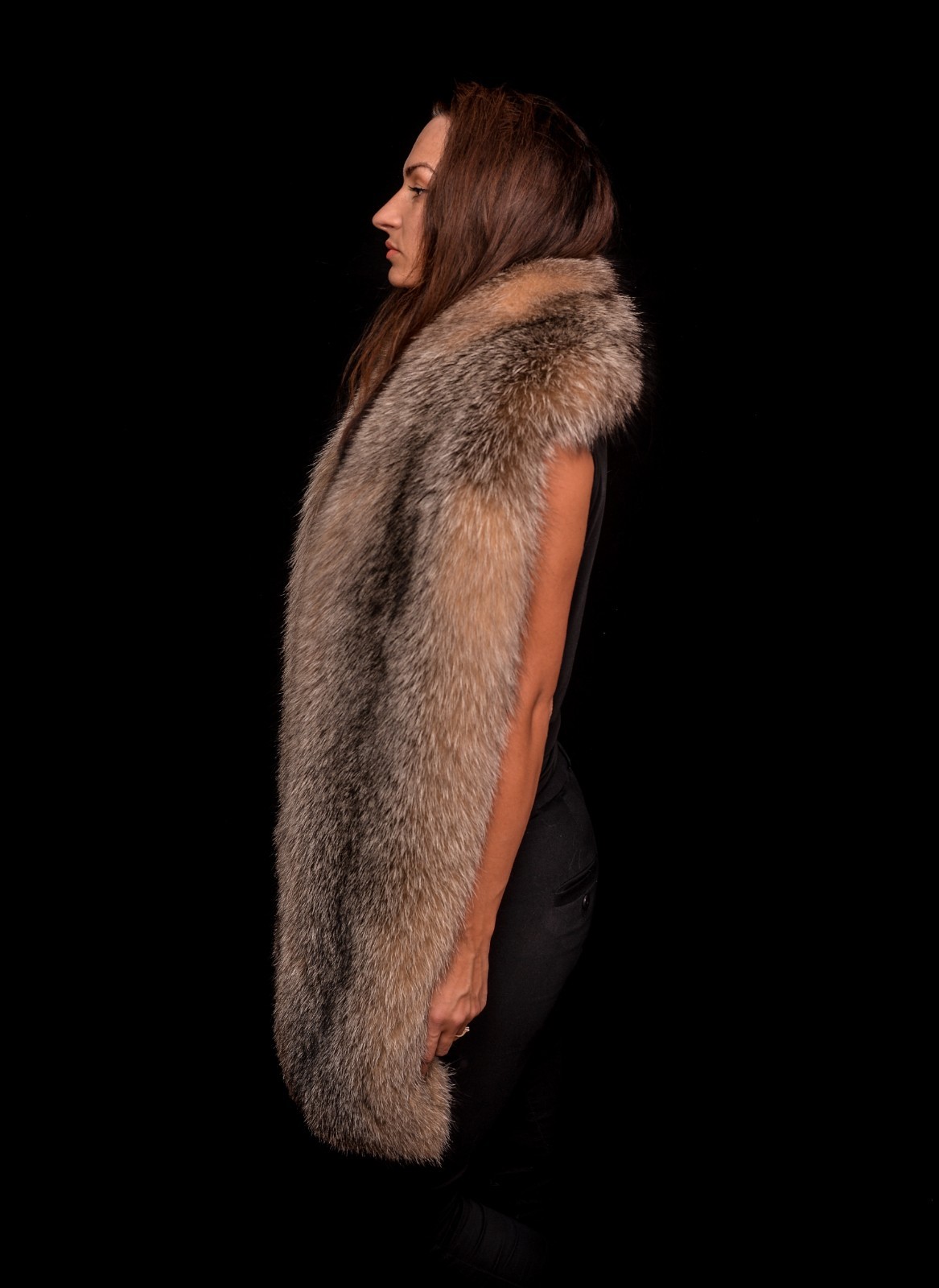 Premium Crystal Fox Fur Double Side Massive Collar Boa Stole Shawl Wrap ...