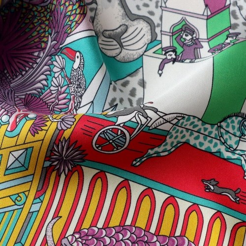 Pure Twill Silk 18 Momme Double Face Scarf Stole Animals Print Square ...