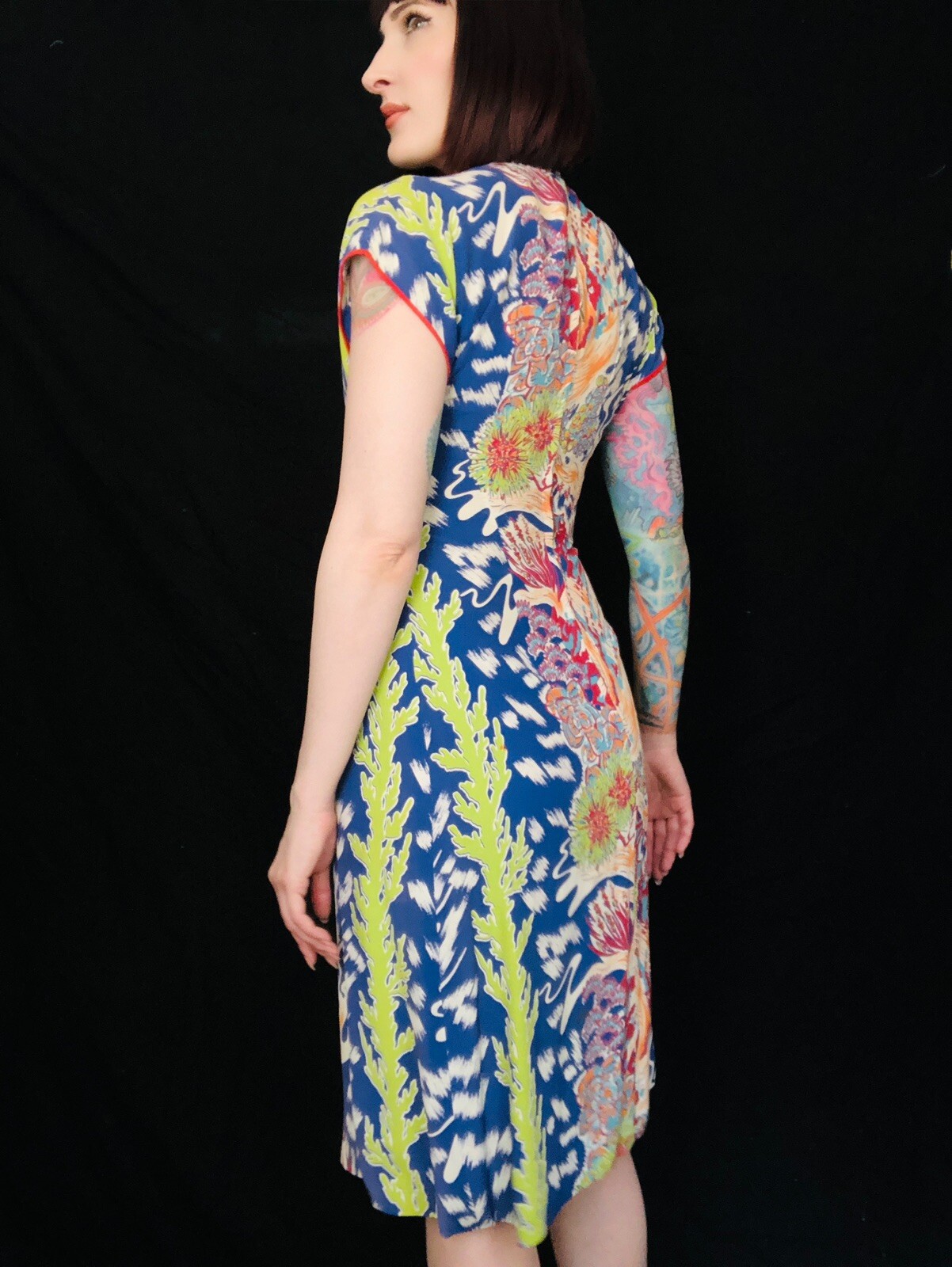 Vintage 1940s 40s Cold Rayon Wild Psychedelic Floral Hawaiian Dress ...