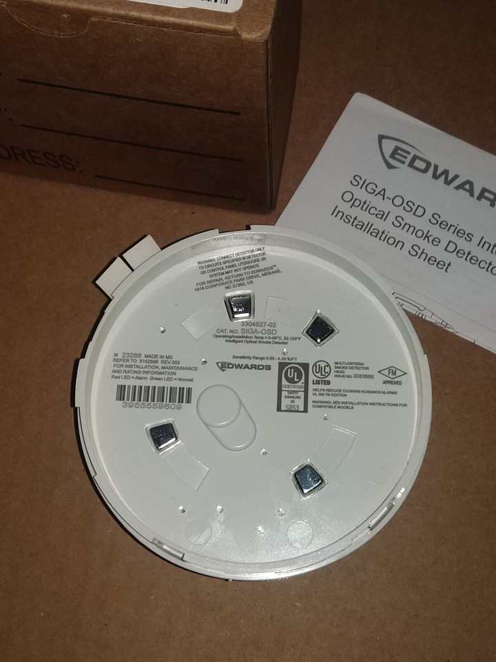 EDWARDS SIGA-OSD INTELLIGENT OPTICAL SMOKE DETECTOR | eBay