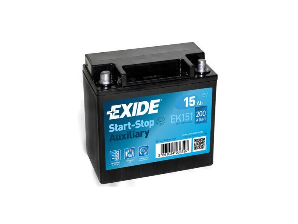 EXIDE Starter Battery Start-Stop Auxiliary EK151 | eBay