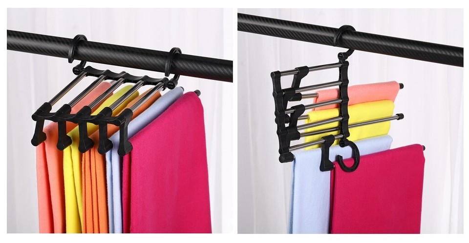 Magic Pants Hangers Multi-Layer Trouser Rack Space Saving Stainless ...