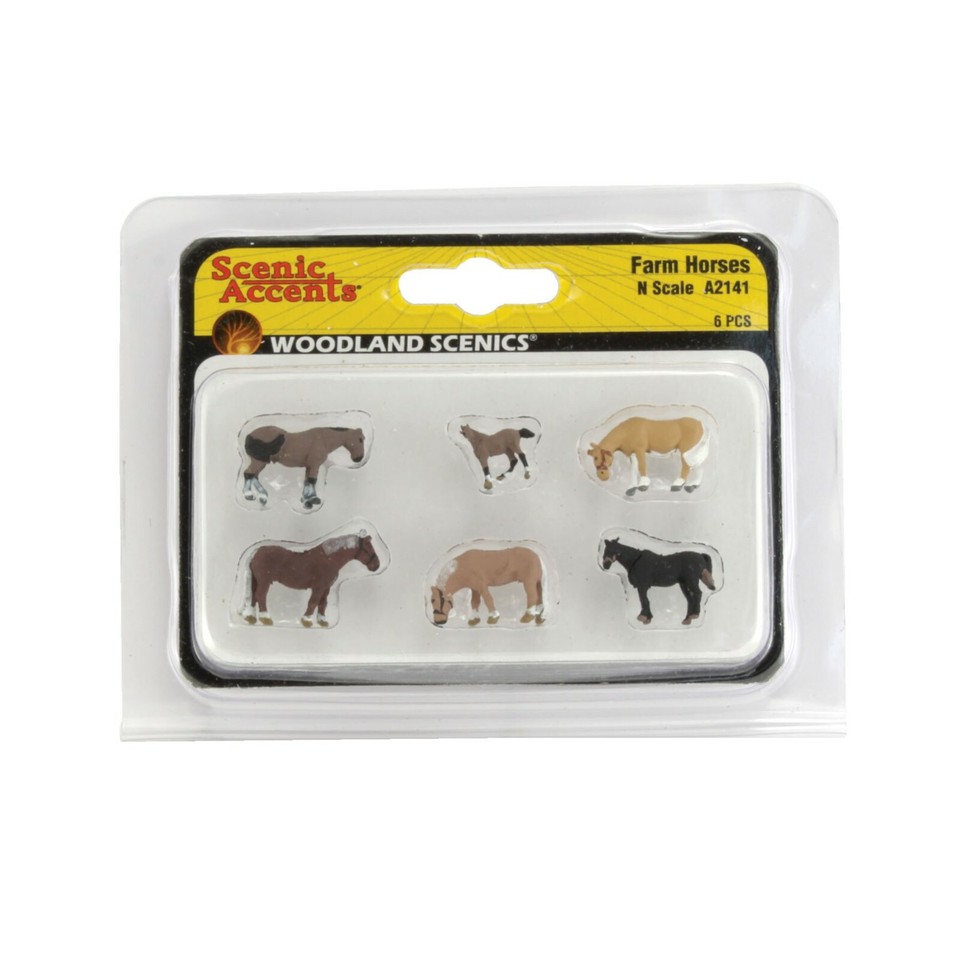 Woodland Scenics ~ N Scale Animals ~ Farm Horses ~ A2141 | eBay