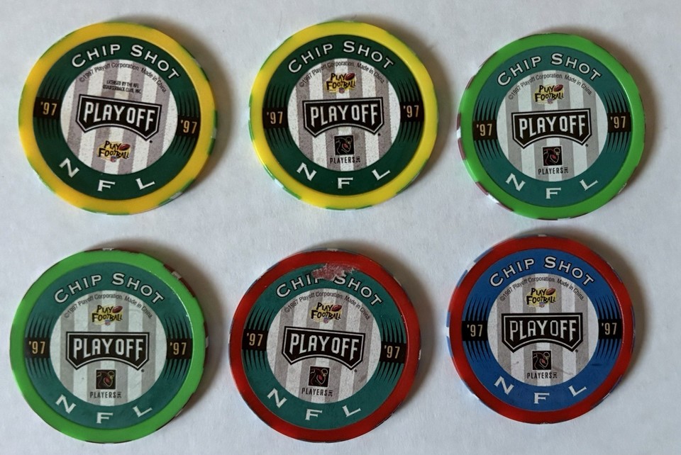 6 LOT 1997 PLAYOFF Chip Shot NFL Poker Chip Favre-Reggie White-Martin ...