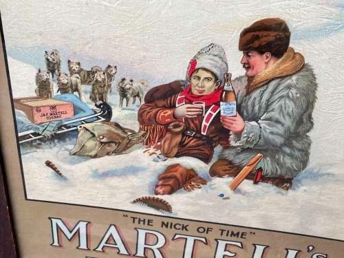Martell's Cognac Brandy Dog Sleigh North Pole Pub Advertising Card Sign ...