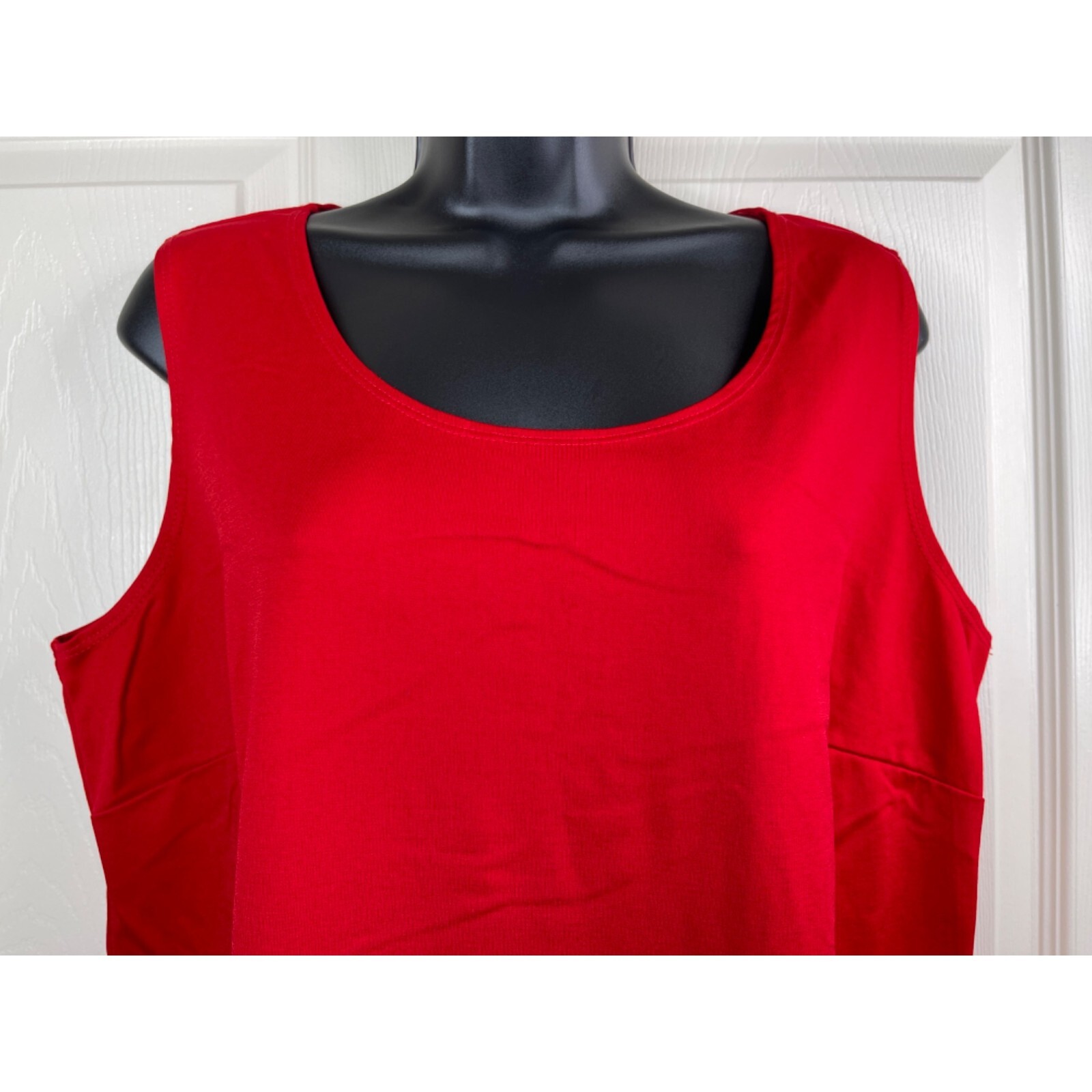 Notations Sleeveless Top Womens Plus Size 1X Solid Red Stretch Nylon ...