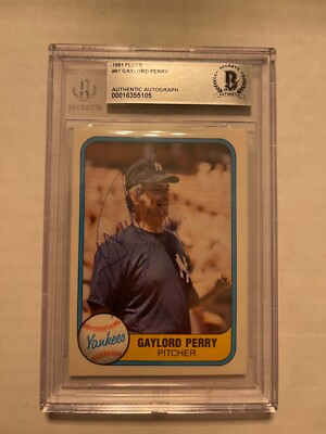 GAYLORD PERRY AUTO BECKETT AUTHENTICATED 1981 FLEER NEW YORK YANKEES | eBay