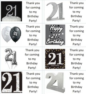 40x silver personalised 21st/21 year/s labels/stickers/birthday/party ...