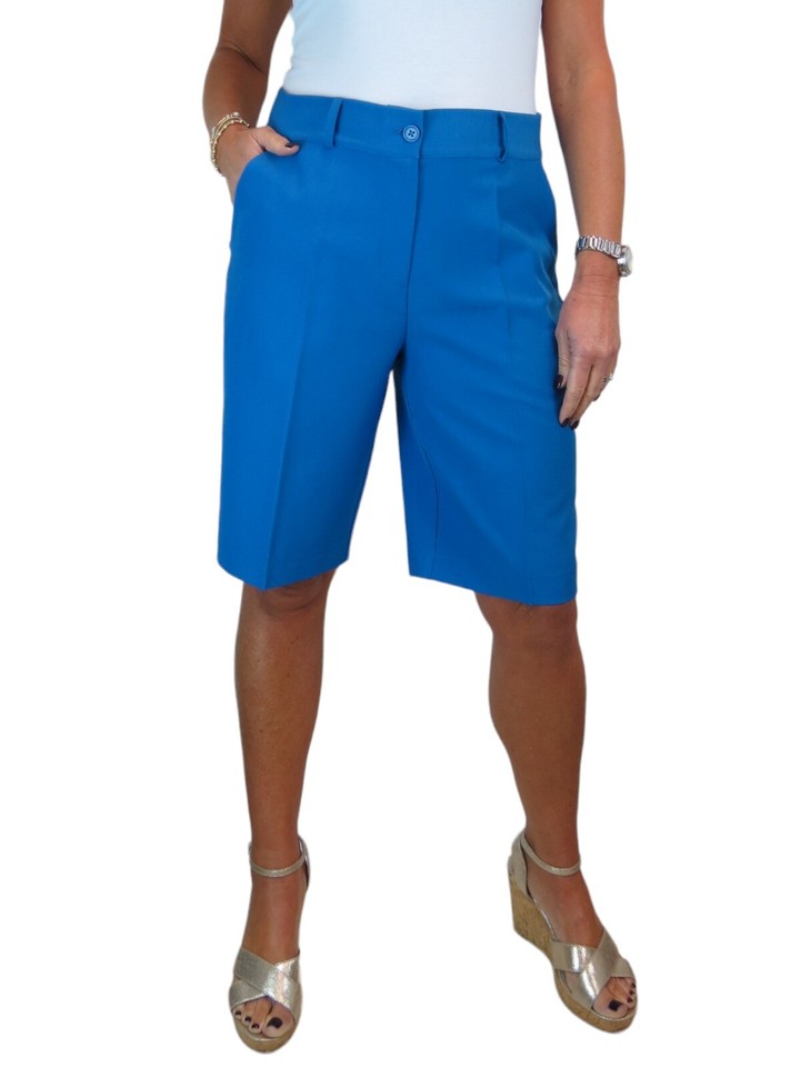 Ladies High Waist Tailored Knee Length Shorts Summer Smart Casual Day ...