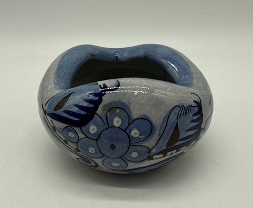 Ken Edwards Mexico Tonala Blue Bird Flowers Butterfly Ashtray Trinket ...