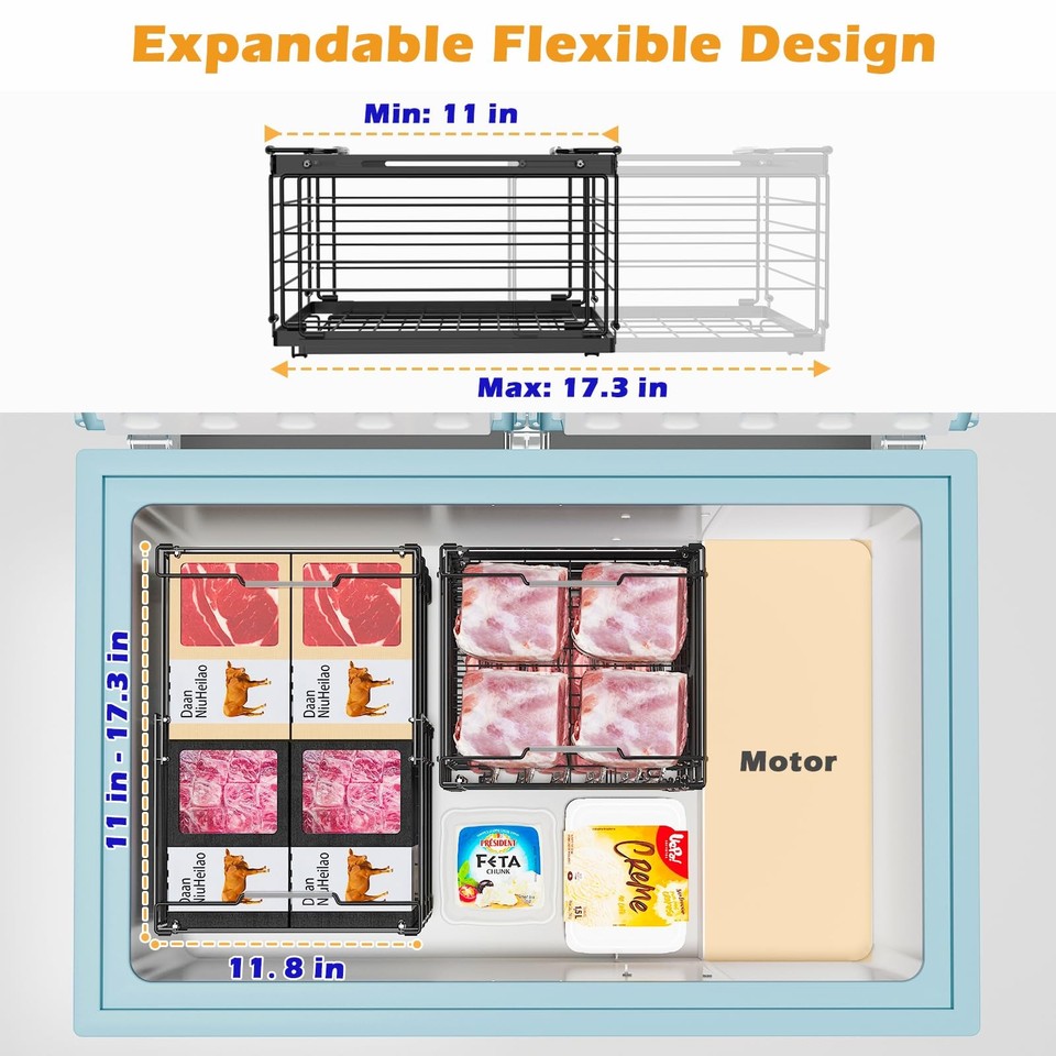 Freezer Organizer Bins, 2 Packs Large Expandable Stackable Chest ...