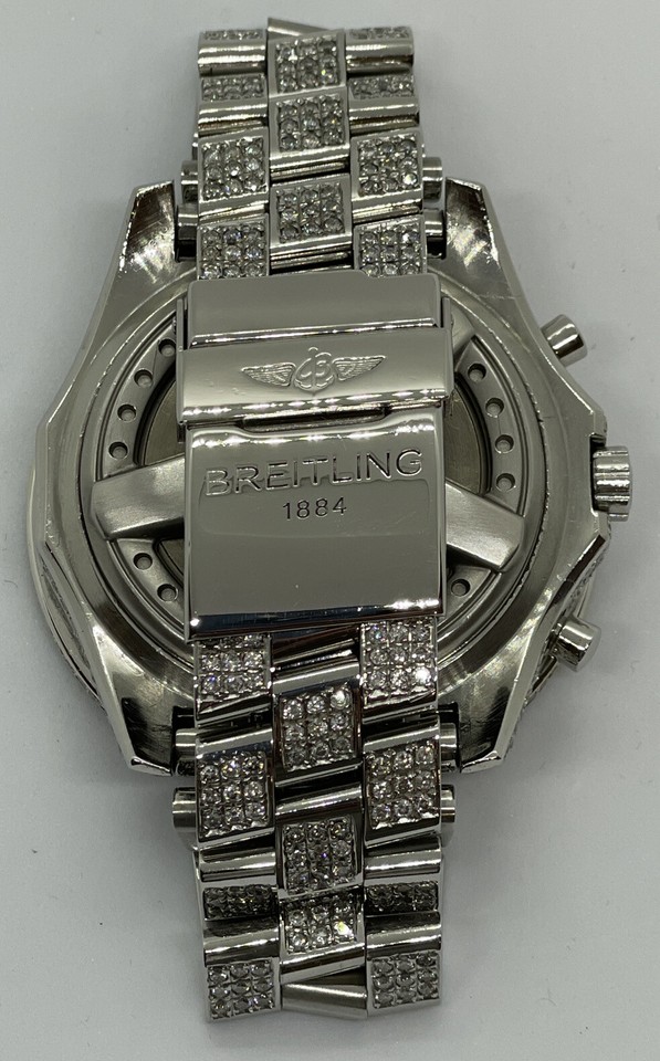 RARE Breitling Bentley Watch DIAMONDS 100% NATURAL DIAMONDS ICED OUT 51 ...