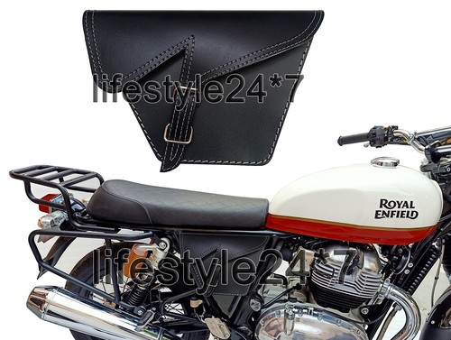 Royal Enfield "Leather Side Panel Bag Black Color" For GT & Interceptor ...