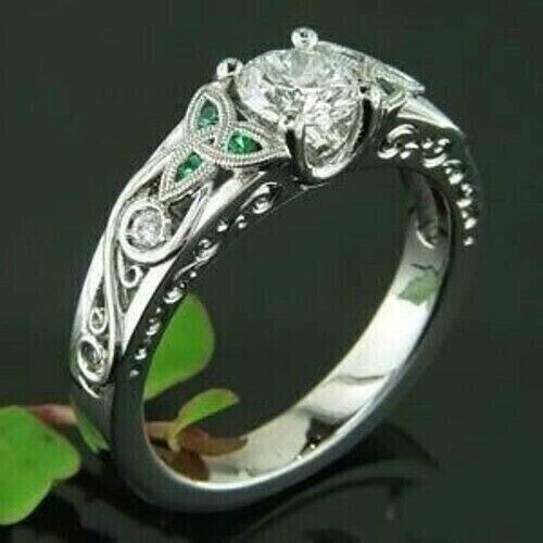 2Ct Round Lab-Created Diamond Celtic Knot Engagement Ring 14k white ...