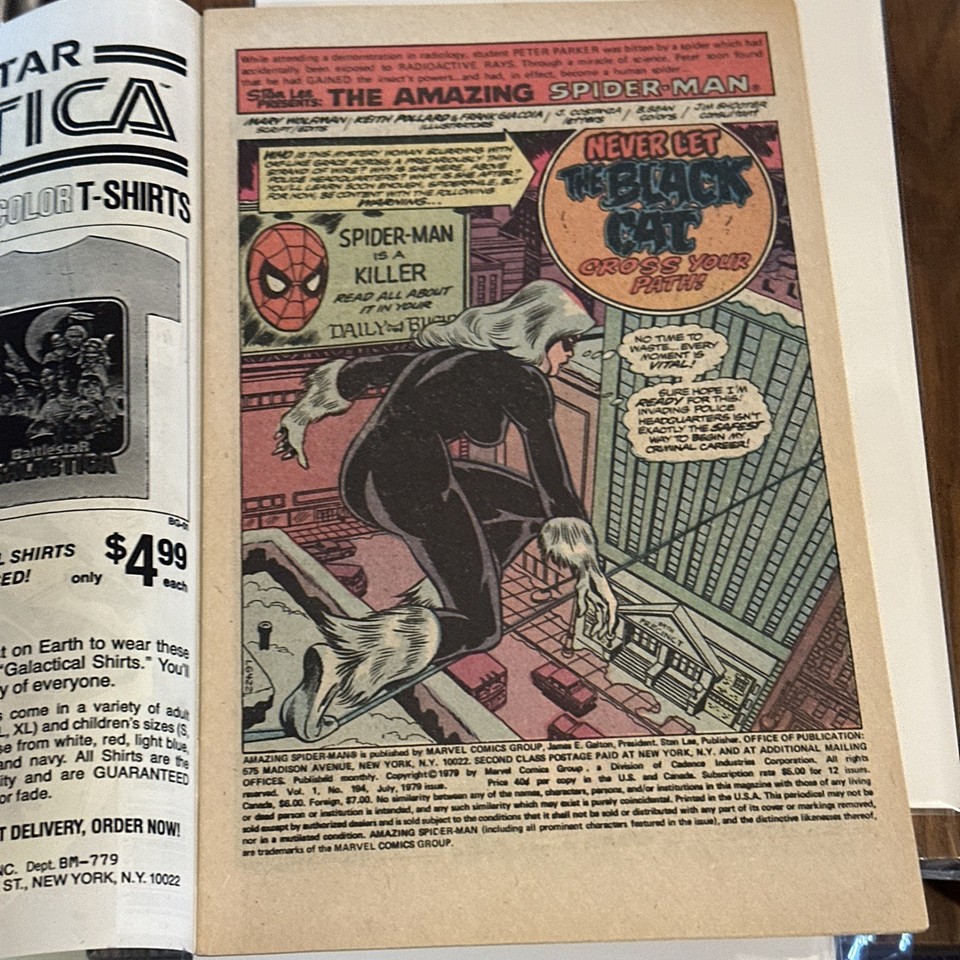 Amazing Spider-Man #194 1979 Marvel Comics 1st appearance of Black Cat ...
