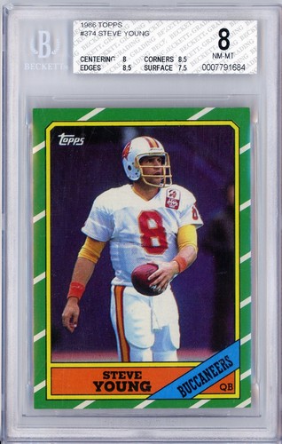 1986 TOPPS #374 STEVE YOUNG BGS 8 RC Rookie 49ers Buccaneers *C on ...