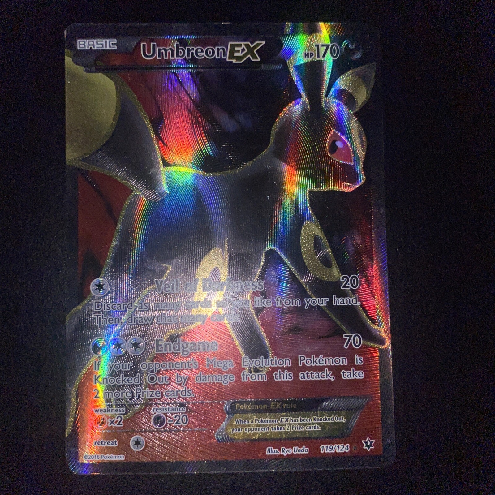 Umbreon Ex Full Art Fates Collide Set 119/124 Rare Textured Holo ...