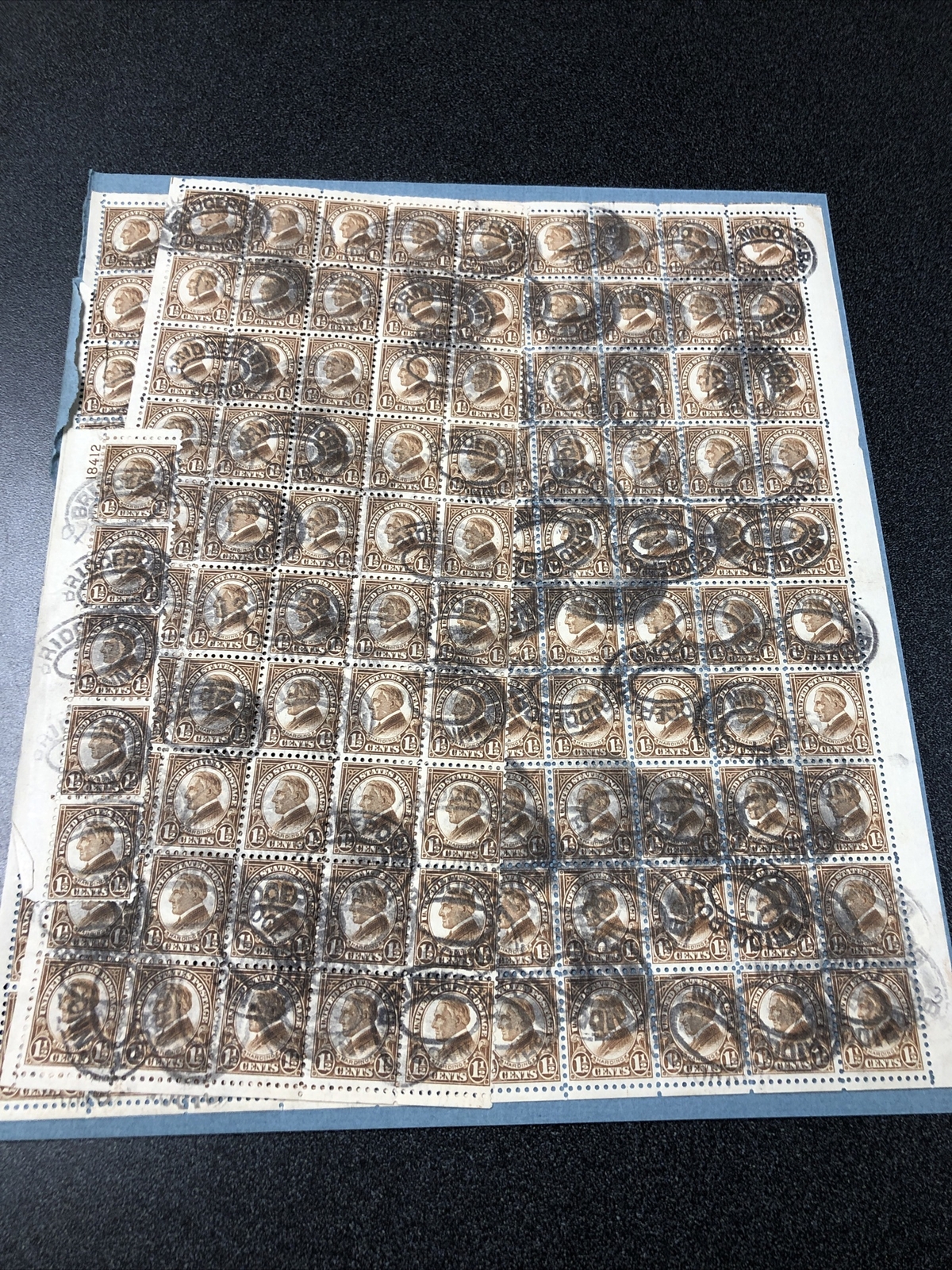 US #582 Harding 1.5c Sheet Of 100 Plus 55 Stamps On Piece Used Scarce ...