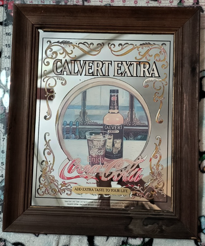 Calvert Extra Whiskey & Coca-Cola Wood Frame Mirror Vintage Signage 15 ...