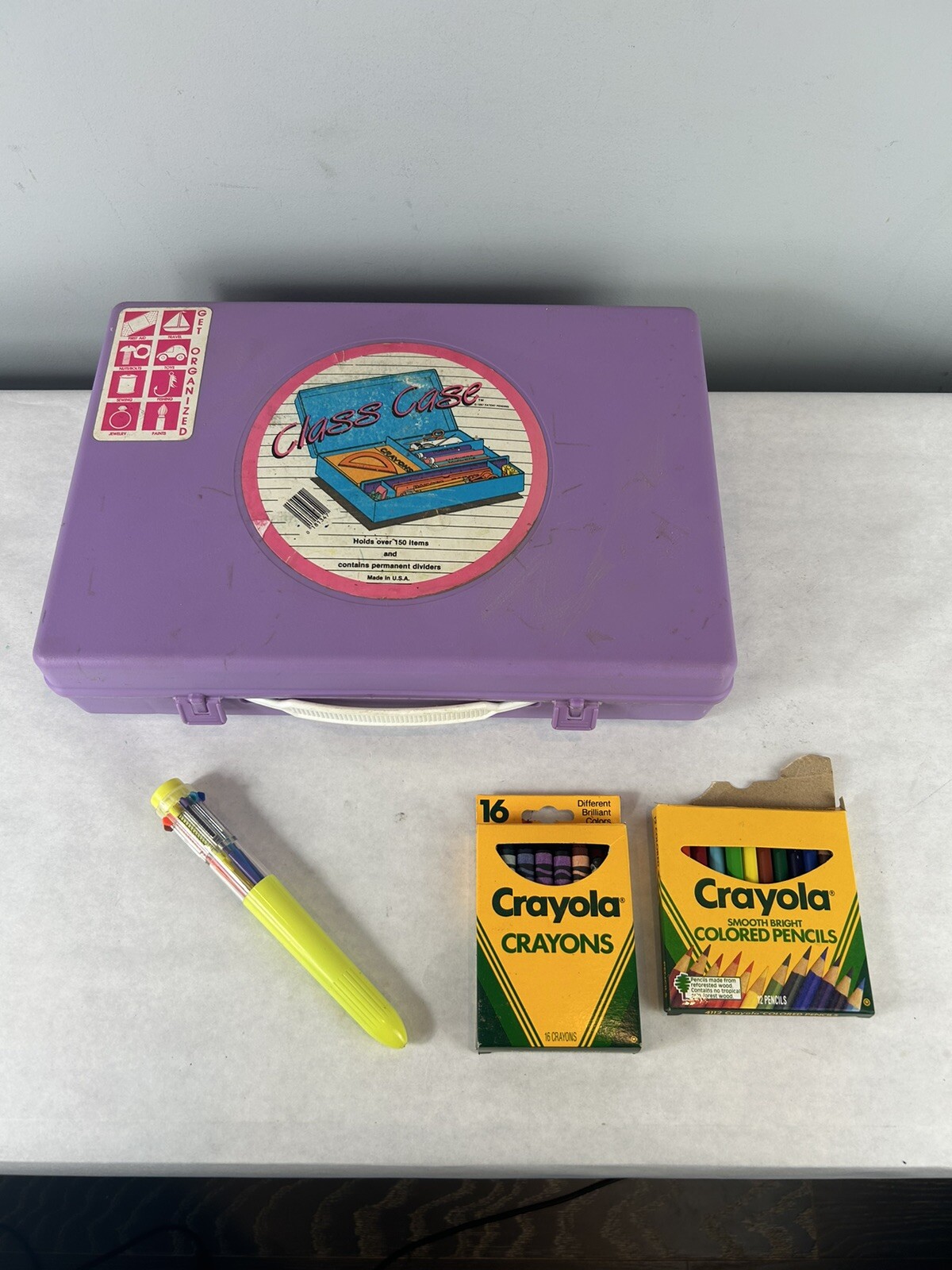 Vintage 1987 Class Case Pencil School Supplies Box Usa Purple 1990 ...