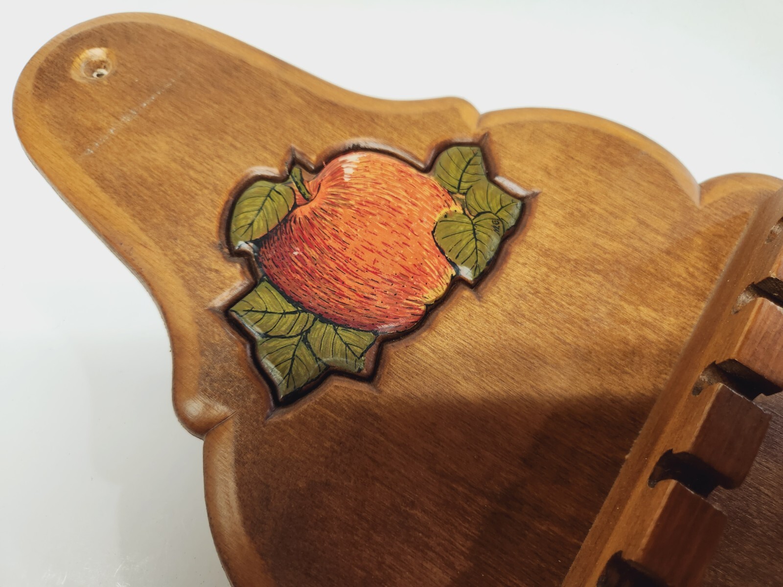 VTG Wooden Souvenir Spoon Holder Wall Display Rack Holds 18 Apple Motif ...