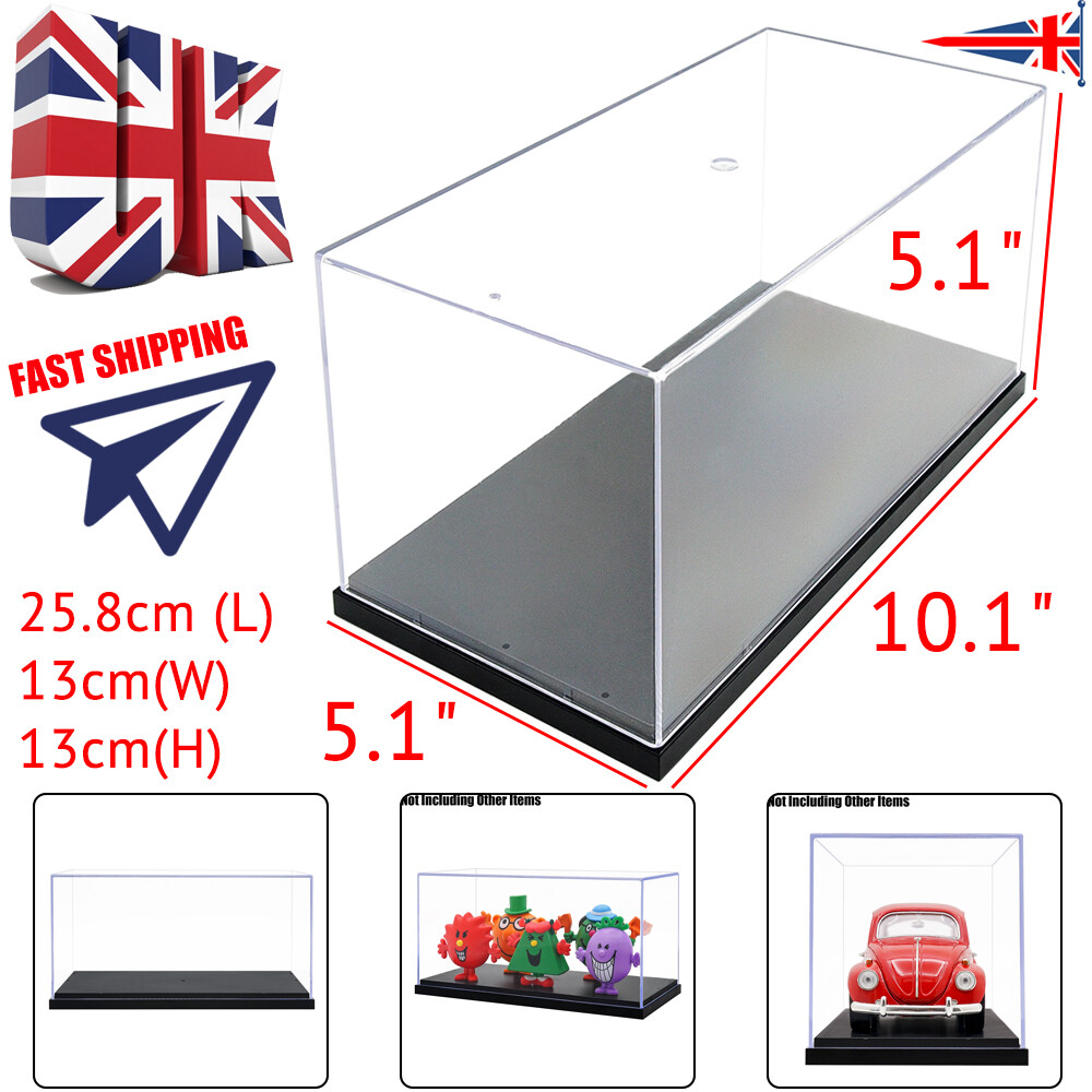 UK Clear Display Box Acrylic Case Plastic Base Protection Toy Dustproof ...