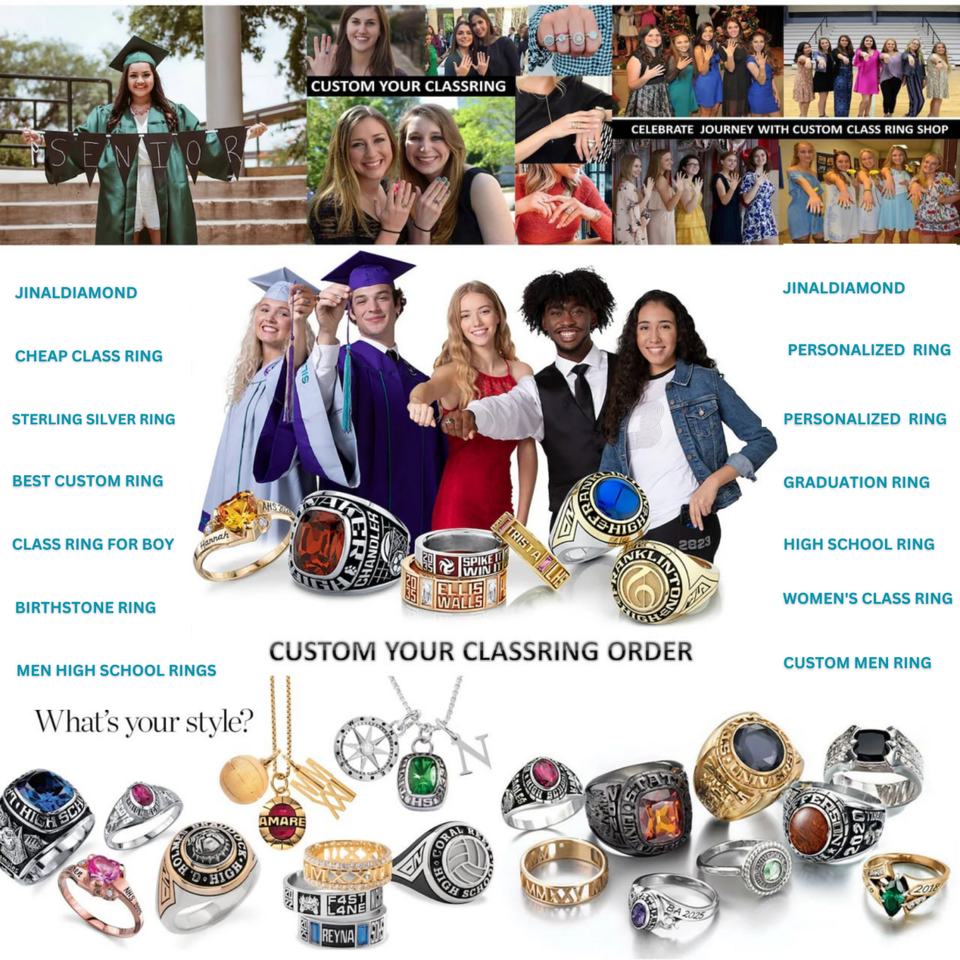 Custom College Class Ring 2025 Blue Stone Engraved Graduation Gift for ...