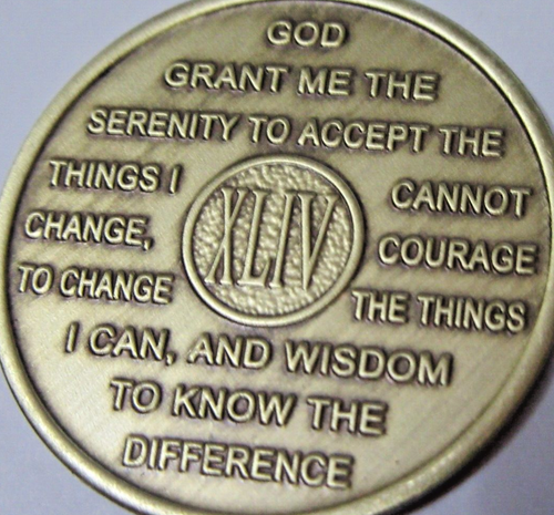 Al-Anon AA 44 Year Bronze Medallion Coin Serenity Recovery GA OA Token ...
