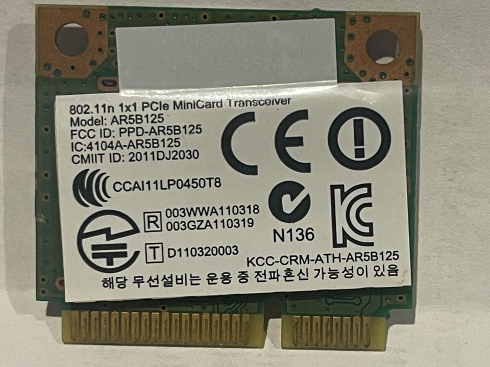 Atheros AR5B125 WiFi Wireless 802.11/b/g/n Network Card Mini PCI ...