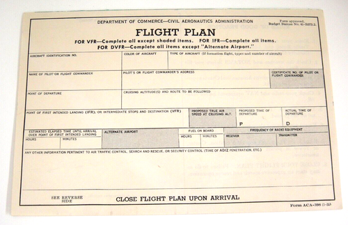 Vintage CAA Blank Flight Plans Pad of 8 Form ACA-398 From 1953 ...