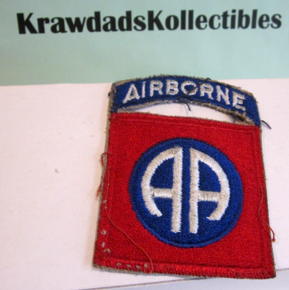 WWII US ARMY SSI PATCH 82ND AIRBORNE DIVISION W/ ATTACHED TAB ~3 .5" NO GLOW | eBay UK