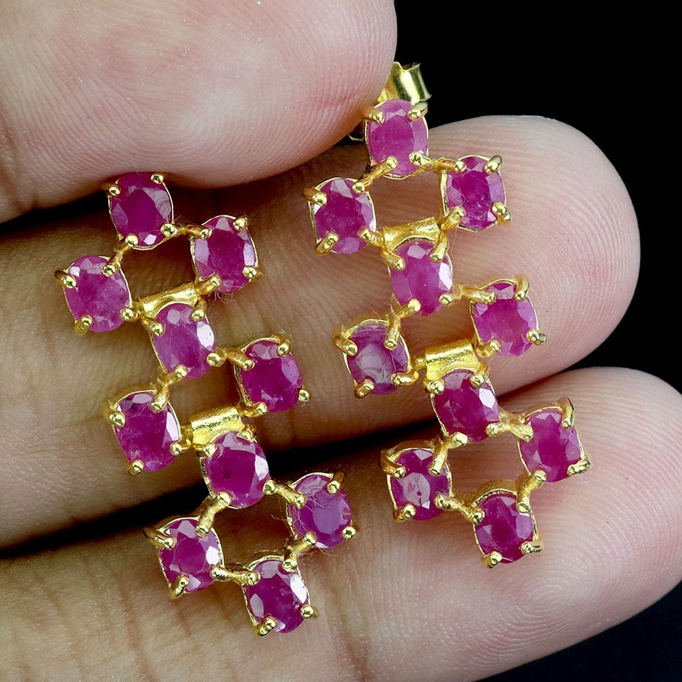 925 Sterling Silver Earrings Oval Ruby 4x3mm Natural Gemstone Jewelry | eBay