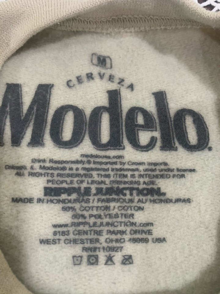 Vintage Retro Style CERVEZA MODELO Beige Logo Pull-over Sweatshirt Size ...