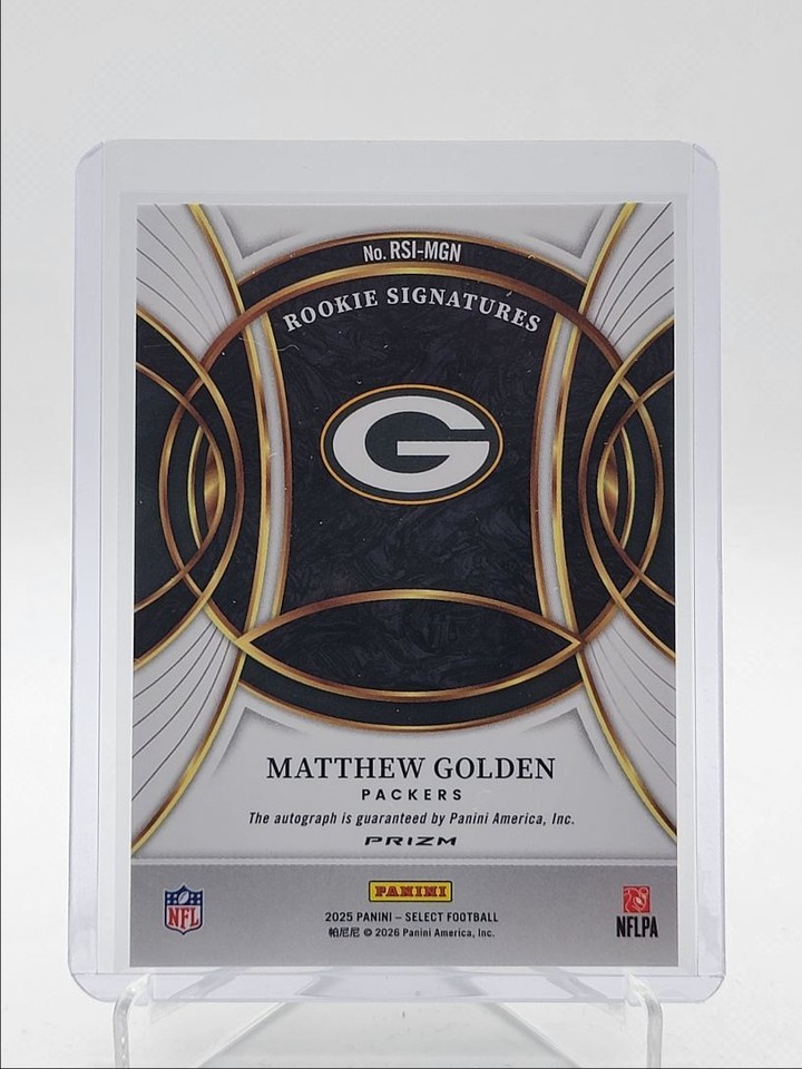 MATTHEW GOLDEN 2025 SELECT ROOKIE SIGNATURES SILVER PACKERS RC AUTO ...
