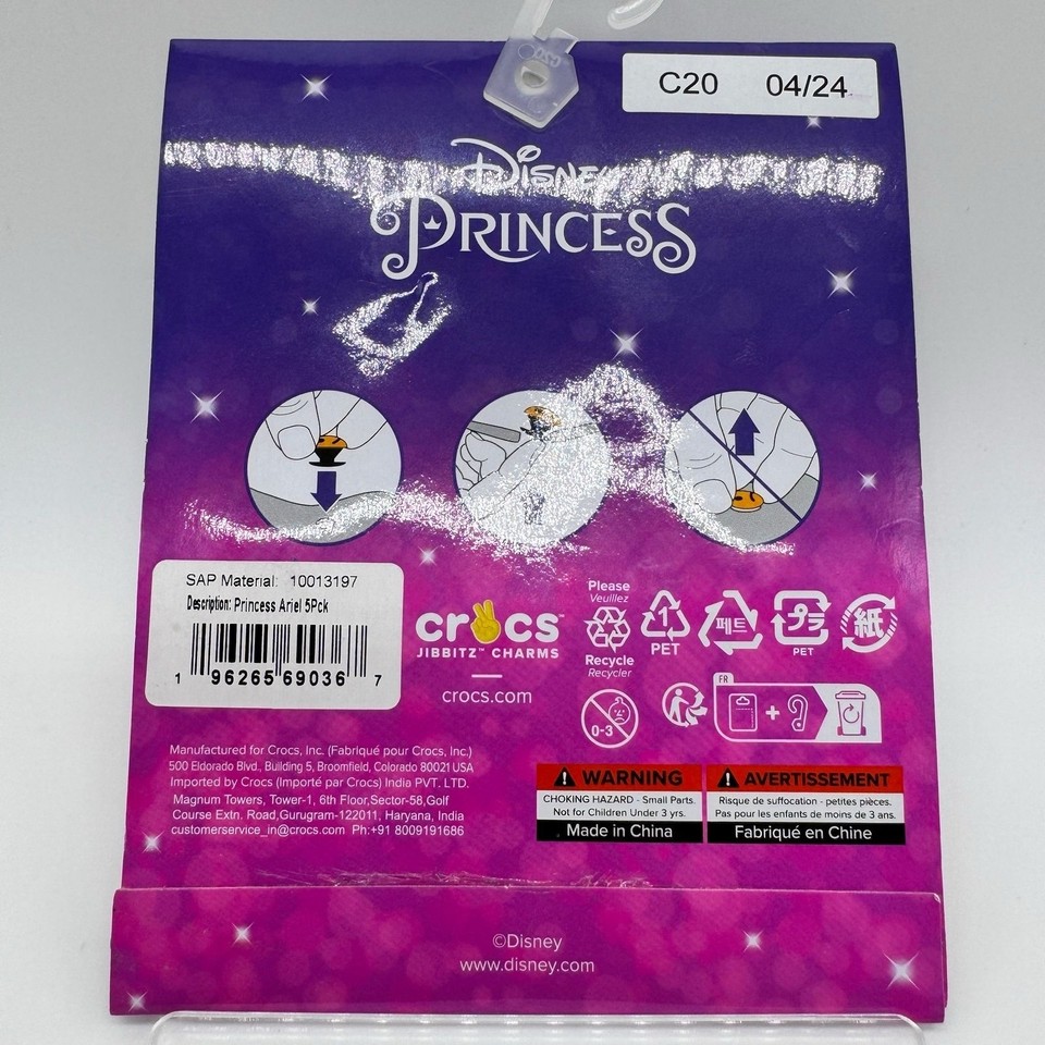 Disney Princess Ariel Crocs Jibbitz Charms Set – Little Mermaid – New ...