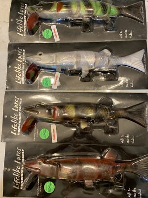 LARGE 12" PIKE LIFELIKE SOFT PLASTIC LURE , 4 Different Combination, 4 ...