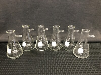 (6) PYREX Glass 250mL Graduated Filter Flask HW Narrow Mouth 10mm ...