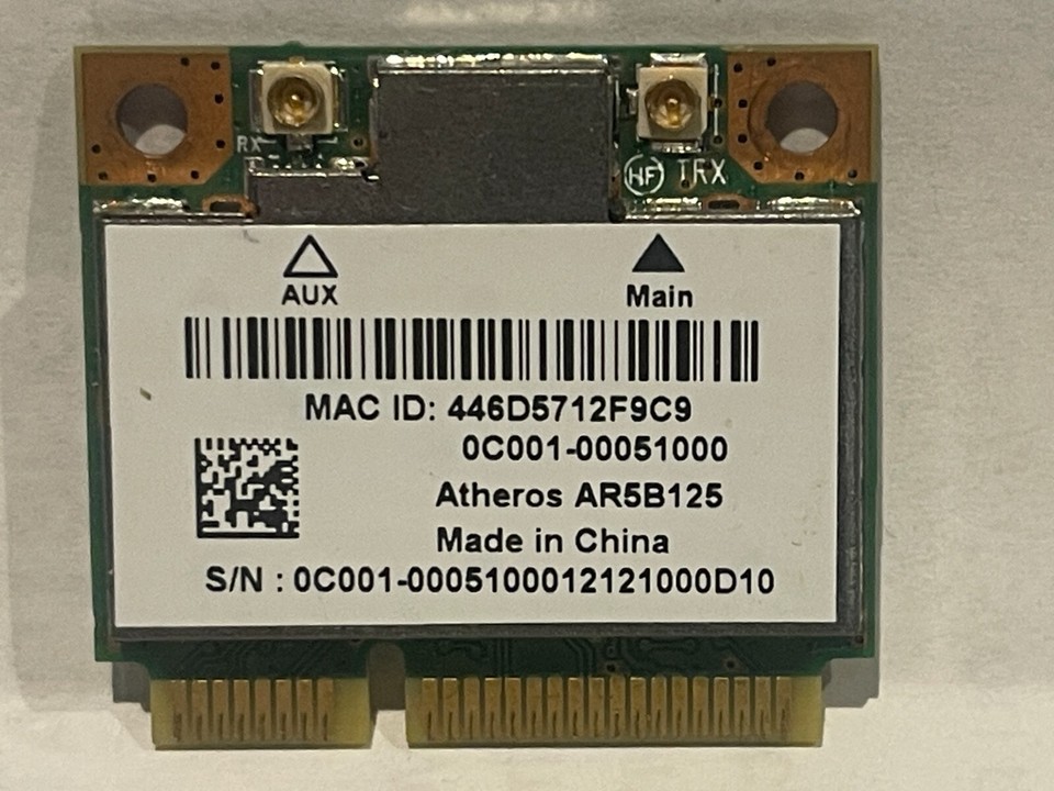 Atheros AR5B125 WiFi Wireless 802.11/b/g/n Network Card Mini PCI ...