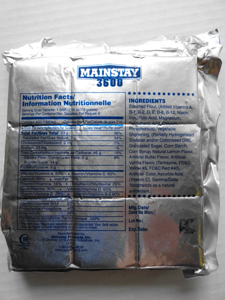 Mainstay 3600 Emergency food rations Bars | eBay