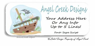 Sunken Pirate Ship Sail Boat Personalized Laser Return Address Labels ...