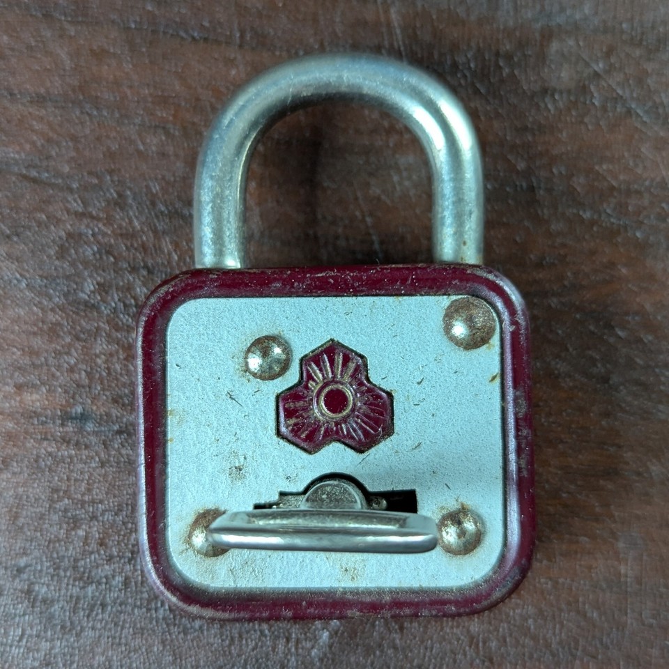 Antique Red Metal German? Padlock With Key - Free Shipping | eBay