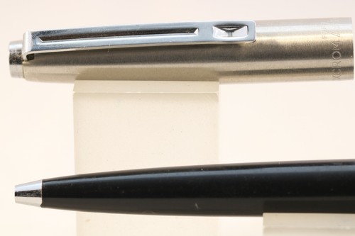 Vintage Inoxcrom 77 Ballpoint Pen, finished in Black with Brushed Steel ...