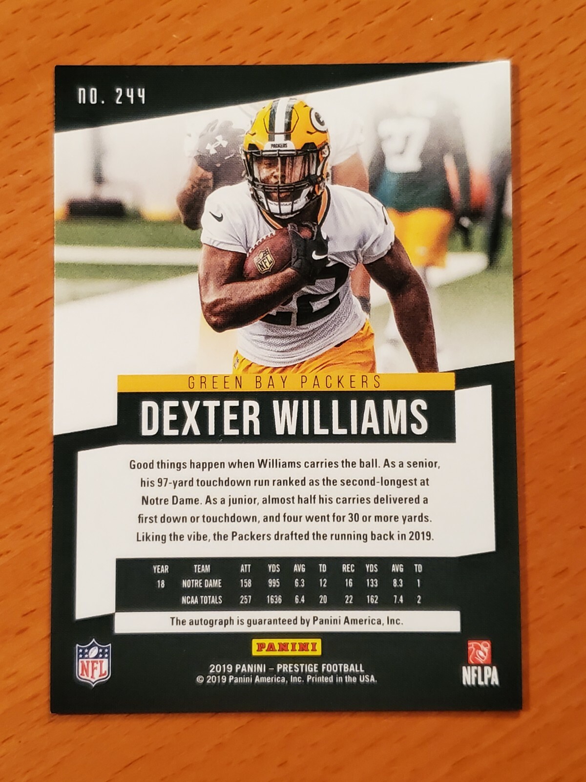 2019 Panini Prestige - Rookie Dexter Williams #244 Xtra Points ...