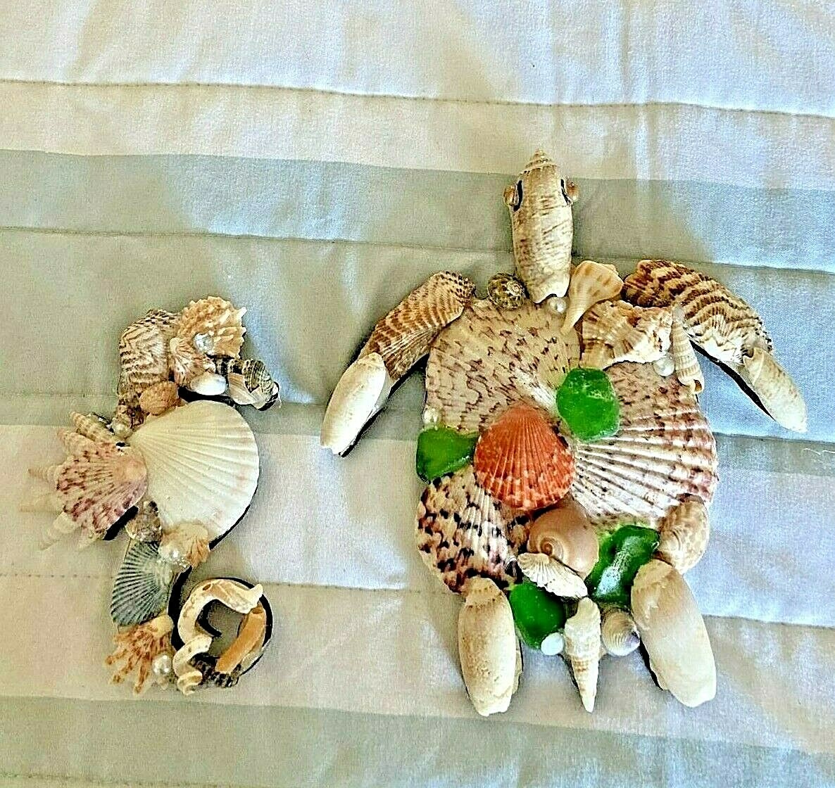 SALE!!!!! Set OF TWO SEA LIFE SHELL, SEA GLASS AND PEARL CREATIONS, | eBay