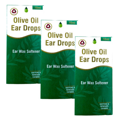 Medical Olive Oil Ear Drops 10ml x 3 - Loosen & Remove Ear Wax - Brand ...